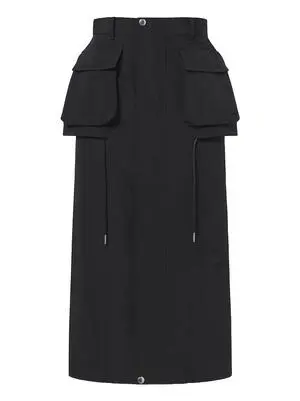 Sacai Cotton-blend Zip-up Midi Skirt - Black
