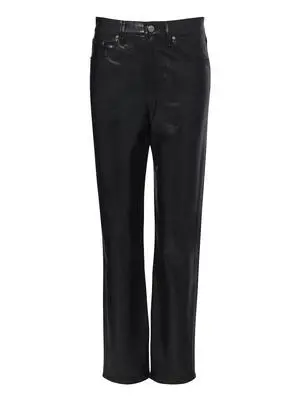 AGOLDE Lana Leather-blend Straight Pants - Black