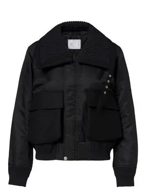 Sacai Wool-trimmed Blouson Jacket - Black