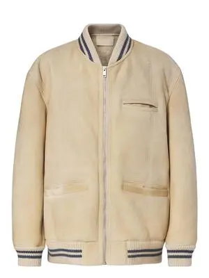 Prada Wool-trimmed Shearling Bomber Jacket - Beige