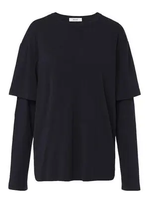 AGOLDE Lois Layered Cotton Jersey T-shirt - Blue