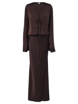 BANANHOT Nema Satin Maxi Dress - Brown