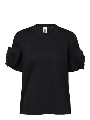 Noir Kei Ninomiya Bow-detail Cotton Jersey T-shirt - Black