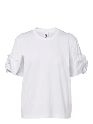 Noir Kei Ninomiya Bow-detail Cotton Jersey T-shirt - White