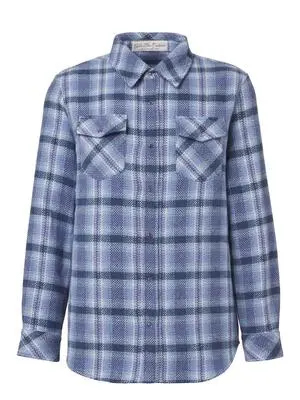 GOD'S TRUE CASHMERE Uniform Plaid Cashmere Shirt With Amethysts - Blue
