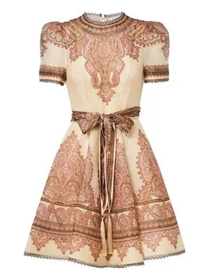 Zimmermann Ascent Paisley Linen And Silk Minidress - Multicoloured