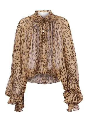 XU ZHI Leopard-print Silk Blouse - Brown