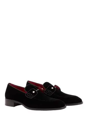 CHRISTIAN LOUBOUTIN Chambelimoc Velvet Loafers - Black