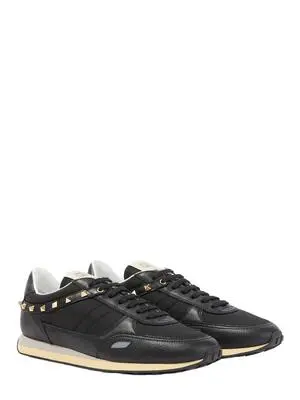 Valentino Garavani Stud Up Leather-trimmed Sneakers - Black