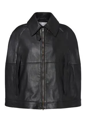 7 For All Mankind Leather Cape - Black