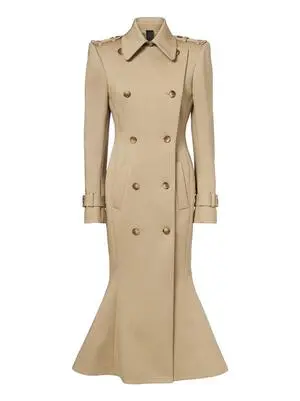 MUGLER Peplum Cotton-blend Trench Coat - Beige