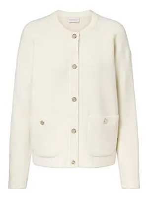 Moncler Wool, Cotton, And Cashmere-blend Cardigan - White