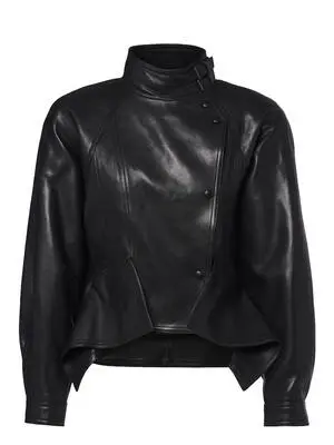 Balmain Asymmetric Leather Jacket - Black