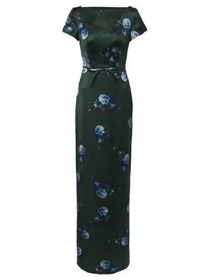 ERDEM Belted Floral Duchess Satin Gown