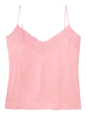 MAMU DREAM Satin Lace-trim Camisole - Pink