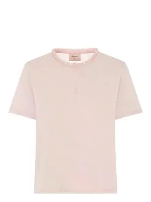 Repetto Ruffle-trim Logo-embroidered T-shirt - Pink