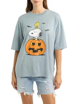 VINYL ICONS Oversize Peanuts® Pumpkin Graphic T-shirt - Grey