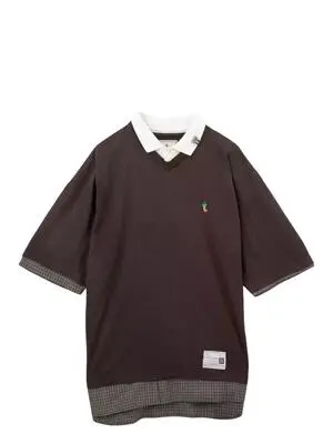 Mihara Yasuhiro Layered-design V-neck T-shirt - Brown