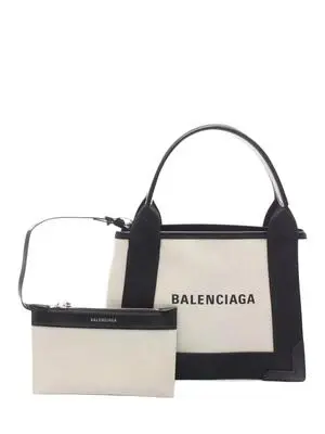 Balenciaga 2010s Xs Navy Cabas Tote Bag - Neutrals