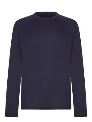 Herno Crew Neck Long Sleeved Sweater With Tone-on-tone Logo - Blue
