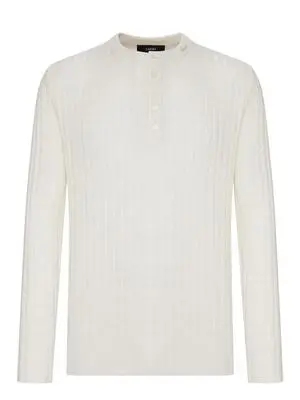 Amiri Henley Long-sleeved Ribbed Knit Sweater - Cream