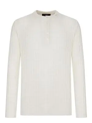 Amiri Henley Long-sleeved Ribbed Knit Sweater - Cream
