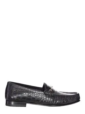 TOM FORD Tom Ford Men Crocodile Print Leather Moccasin With Metal Clip