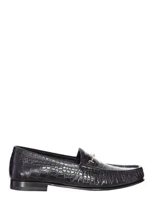 TOM FORD Tom Ford Men Crocodile Print Leather Moccasin With Metal Clip