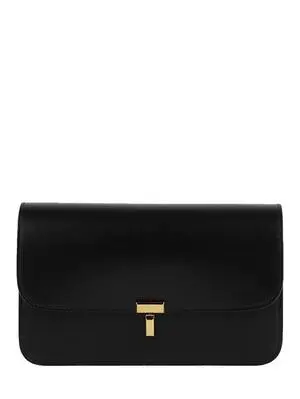 TOTEME Leather Crossbody Bag With T-lock Closure - Black