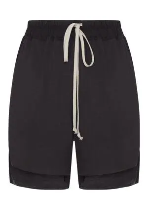 Rick Owens Tower Shorts In Wool And Silk Jersey - Black