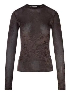FORTE_FORTE Marbled Velvet Effect T-shirt - Brown