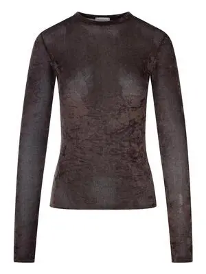 FORTE_FORTE Marbled Velvet Effect T-shirt - Brown