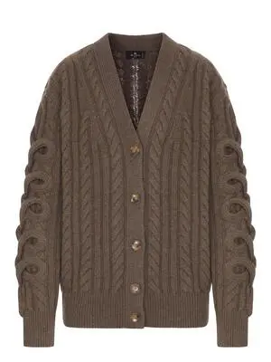 Etro Etro Women Cable Knit Cardigan With Curly Sleeves Multicolor