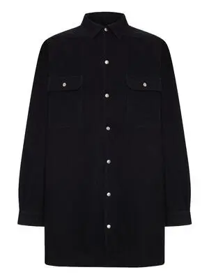 Rick Owens Rick Owens Men Wool Overshirt With Snap Buttons Black