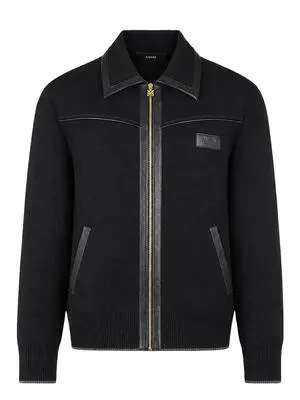 AMIRI Amiri Men Wool Bomber Jacket With Leather Inserts