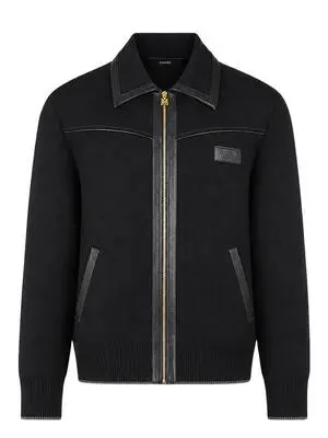 Amiri Wool Bomber Jacket With Leather Inserts - Black