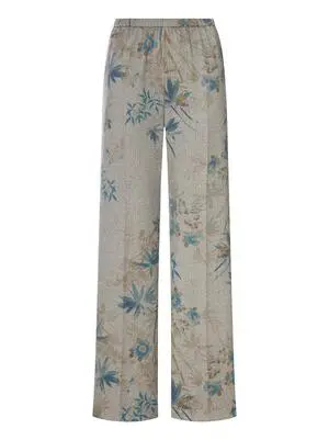 FORTE_FORTE Floral Print Palazzo Trousers - Cream