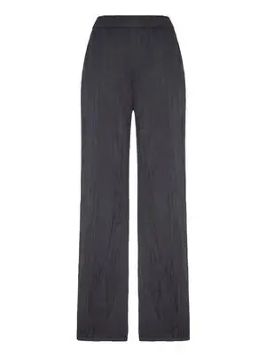 COURREGES Wide-leg Crushed Satin Trousers - Black