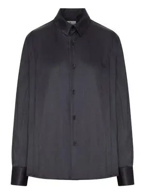COURREGES Oversized Shirt In Crinkled Satin - Black