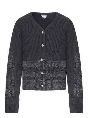 Bottega Veneta Knit Cardigan With Jewel Buttons - Gray