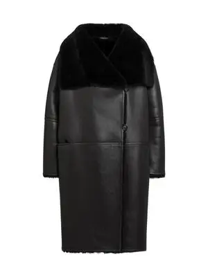 TOTEME Oversized Dark Sheepskin Coat - Brown