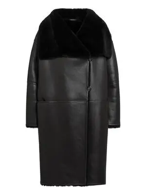 TOTEME Oversized Dark Sheepskin Coat - Brown