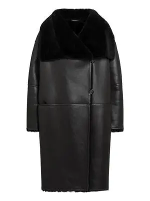 TOTEME Oversized Dark Sheepskin Coat - Brown