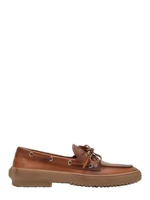 MIU MIU Miu Miu Deck Boat Shoes In Leather, Cognac Women