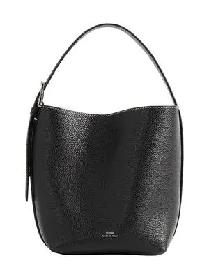 TOTEME Small Belted Tote Bag In Grained Leather - Black