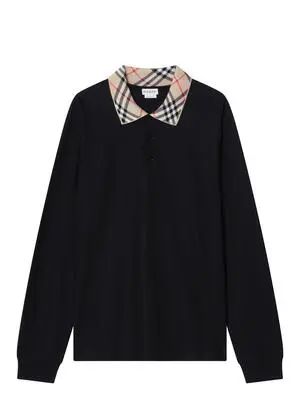 Burberry Long-sleeved Cotton Polo Shirt - Black