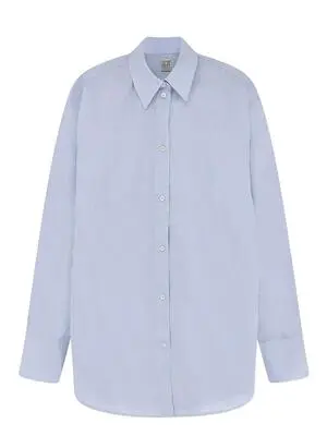 TOTEME Cotton And Linen Oversized Summer Shirt - Blue
