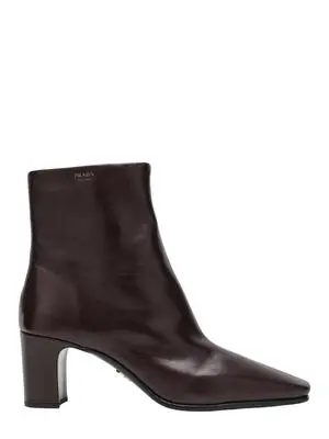 Prada Dark Calfskin Ankle Boots - Brown
