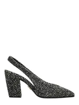 Prada Prada White And Black Slingback Pumps In Chevron Fabric Women White