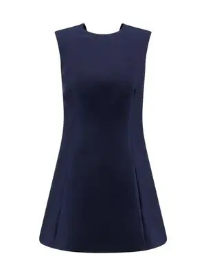 Balenciaga A-line Merino Wool And Silk Blend Short Dress - Blue